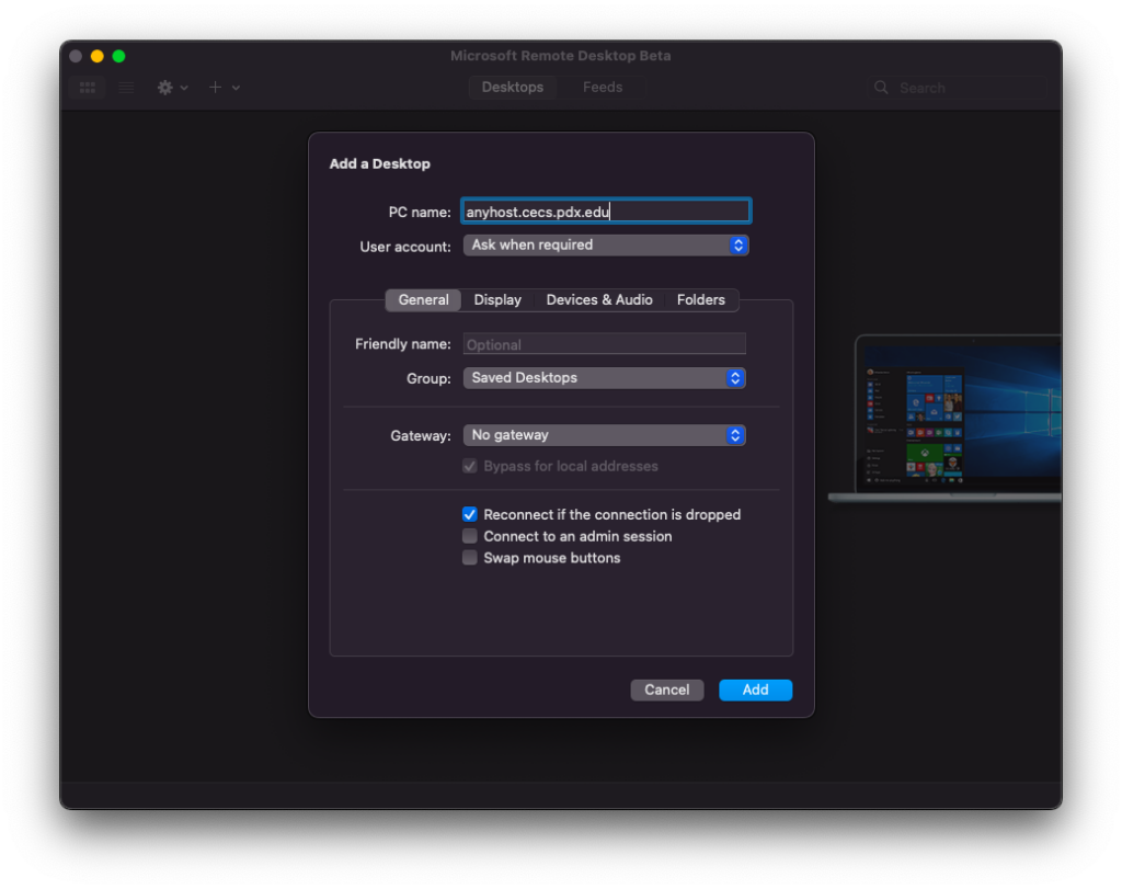 Using RDP to Connect to a Windows Computer from MacOS – Computer Action Team